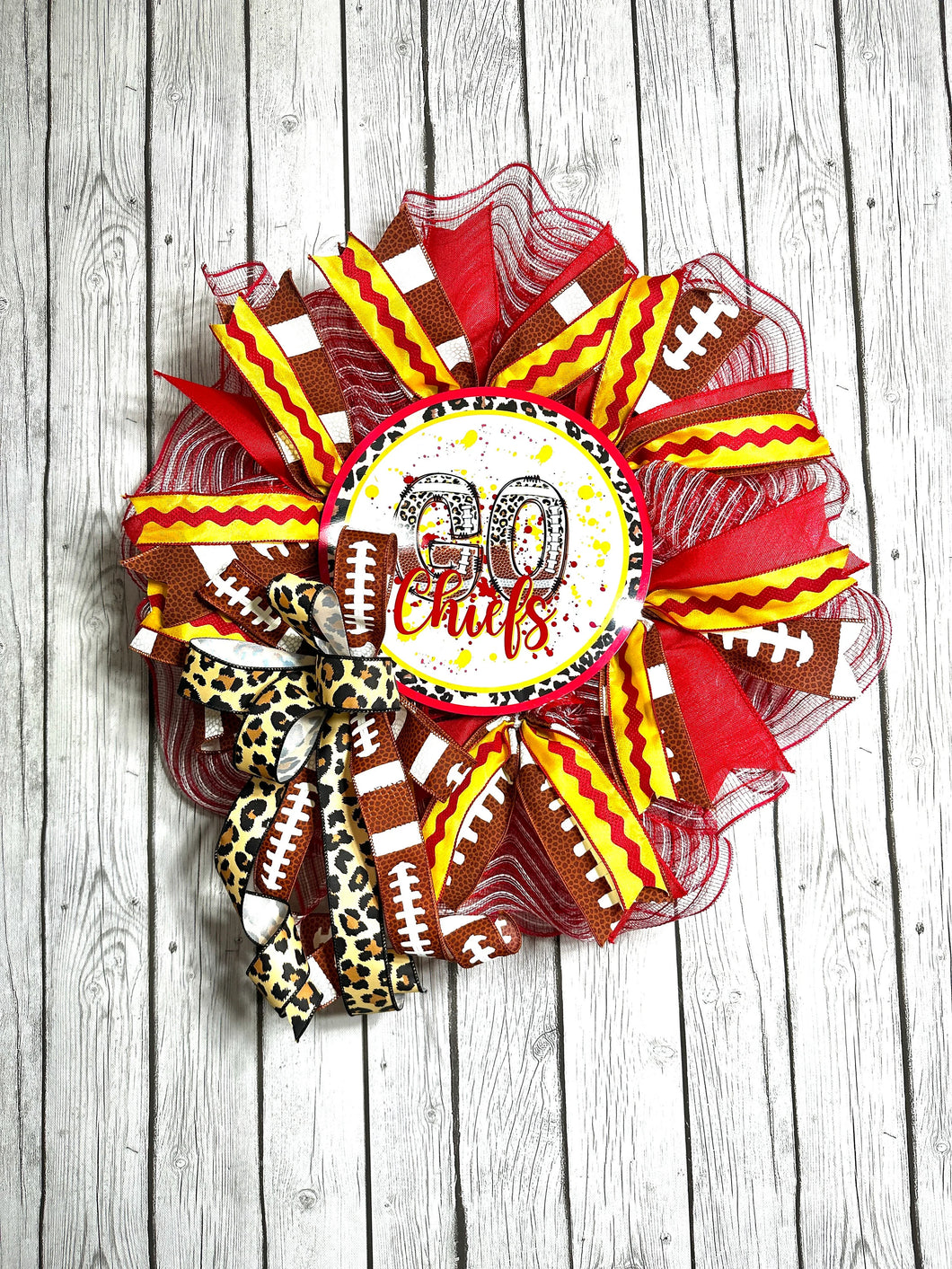 Chiefs Football Wreath for front door, Game Day decor, Man cave gift f ...
